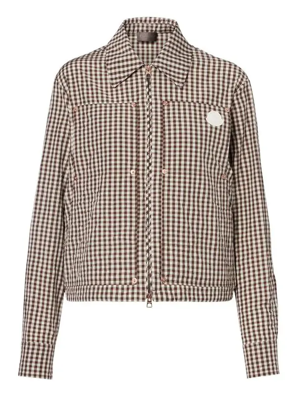 Moncler Checked Cotton-blend Jacket - Brown