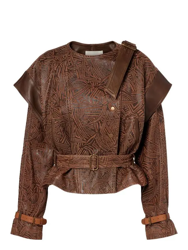 Isabel Marant Étoile Erine Belted Leather Jacket - Beige