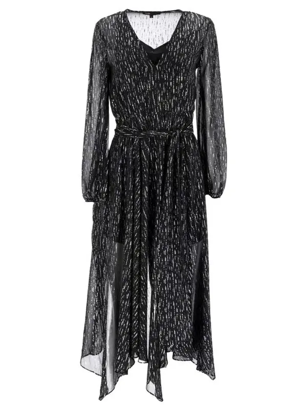 Maje Route Gathered Midi Dress - Black