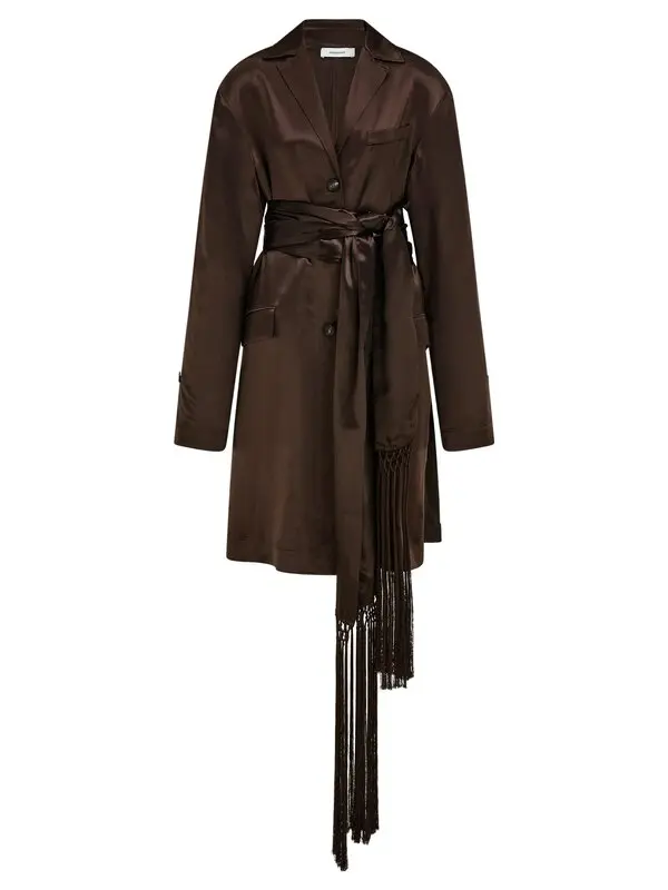FERRAGAMO Satin Shirt Dress - Brown