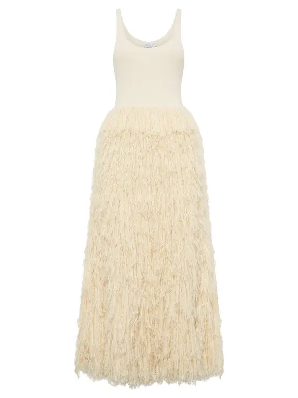 Gabriela Hearst Elianor Fringe Knit Maxi Dress - Off White