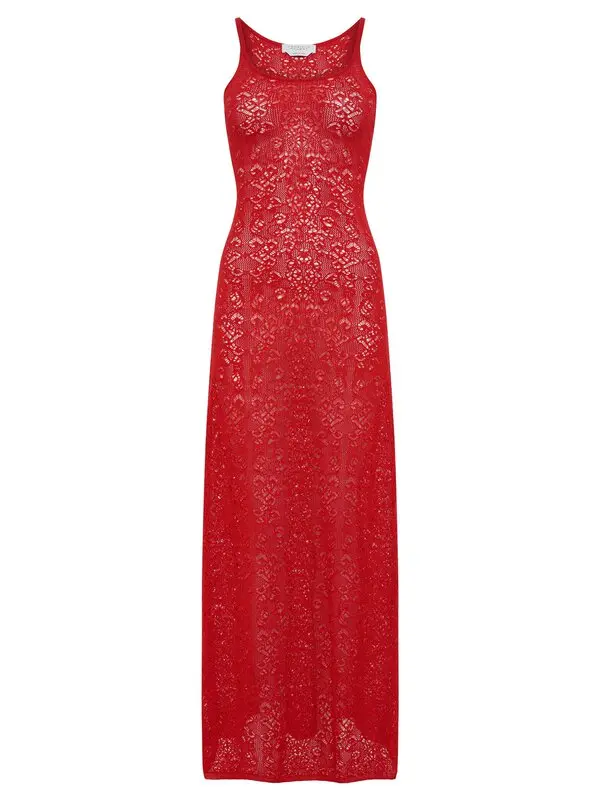Gabriela Hearst Meridian Lace Knit Maxi Dress - Tonic Orange