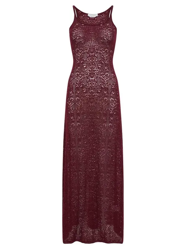 Gabriela Hearst Meridian Lace Knit Maxi Dress - Bordeaux