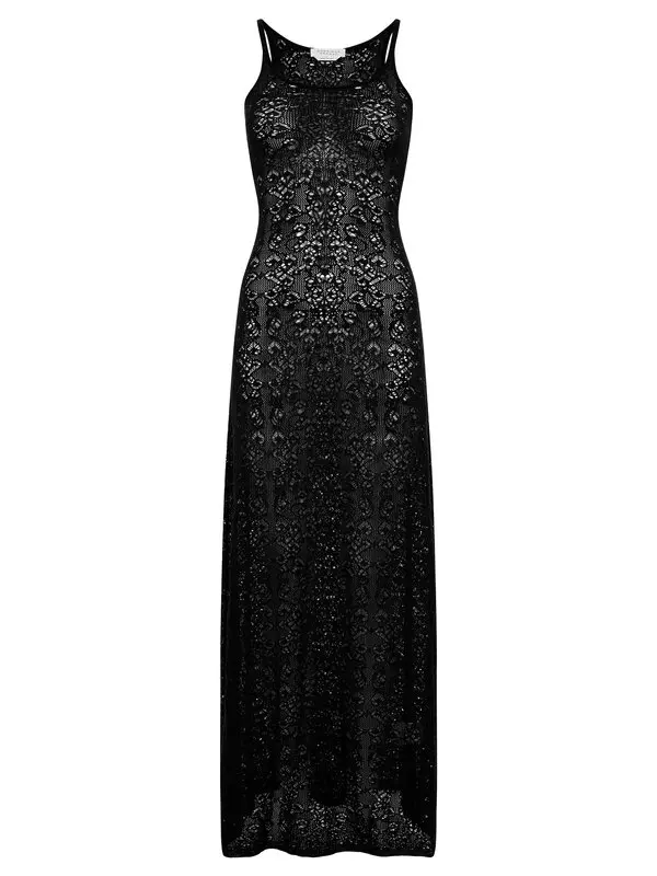 Gabriela Hearst Meridian Lace Knit Maxi Dress - Black