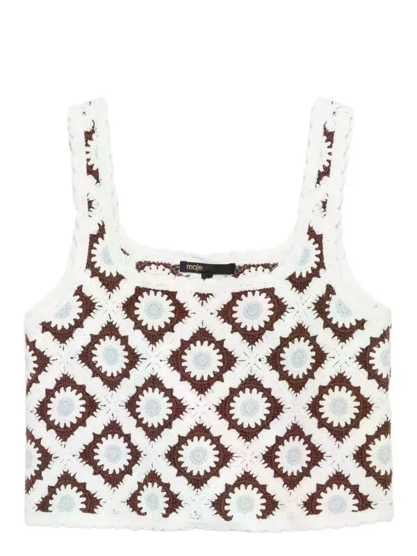 Maje Floral-embroidered Crochet Top - White