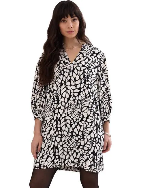 PHASE EIGHT Printed Mini Tunic Dress - Black/ivory