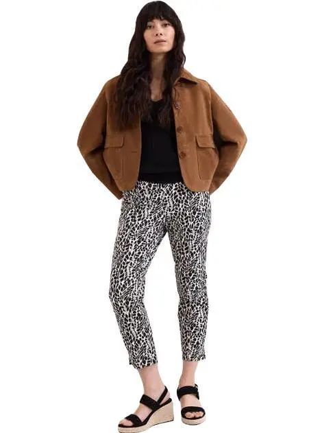 PHASE EIGHT Printed Cropped Trousers - Black/ivory