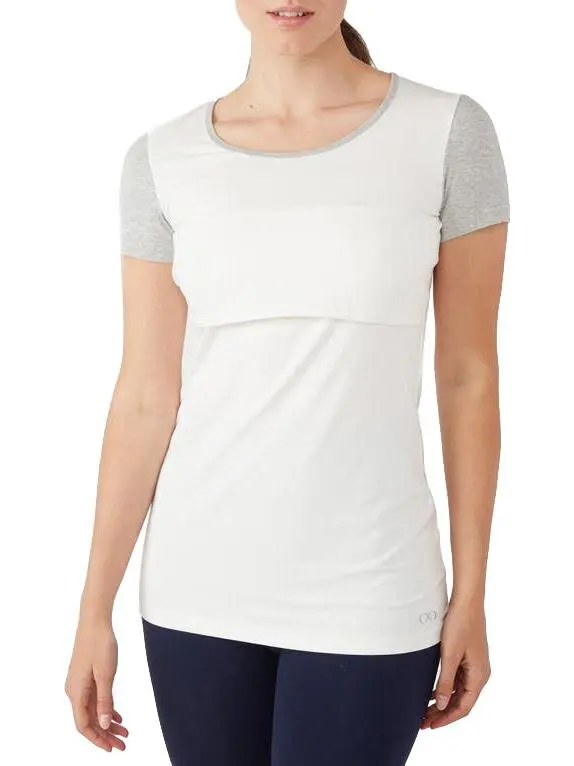 MODERN ETERNITY Nursing Stretch Jersey Top - Eggshell/greymix Melange