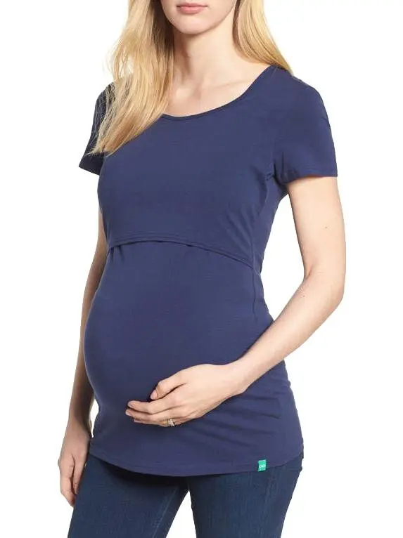 MODERN ETERNITY Nursing Stretch Jersey Top - Navy