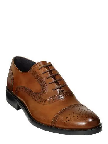 PAUL FREDRICK Leather Cap Toe Oxford - Chestnut