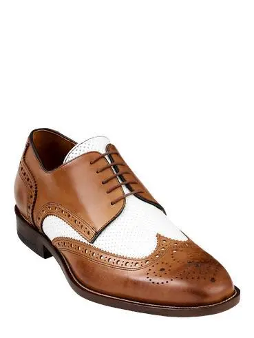 PAUL FREDRICK Morris Leather Wing Tip Derby - Chestnut/white