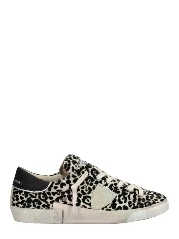 Philippe Model Leopard-print Prsx Low Top Sneakers - Black