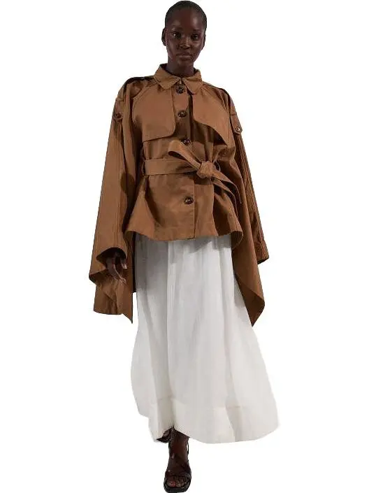 Karen Millen Cape Detail Trench Coat - Camel