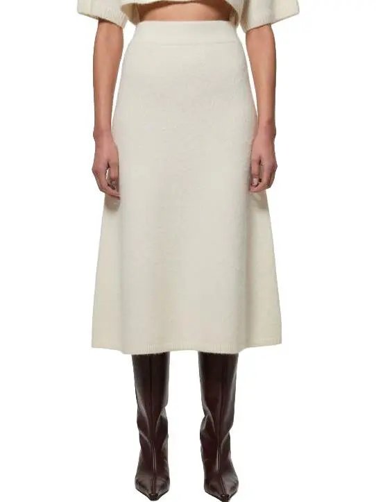 Karen Millen Full Knit Alpaca Wool Skirt - Ivory
