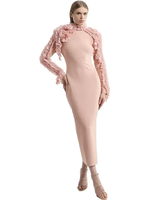 Karen Millen Petite Bandage Detail Midi Dress - Blush