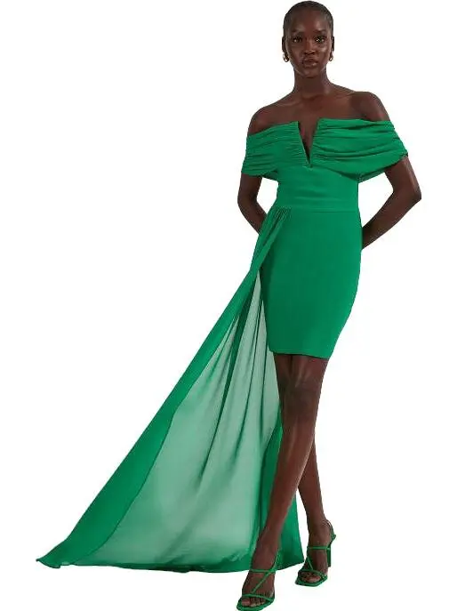 Karen Millen Figure Form Bandage Knit Bardot Dress - Green