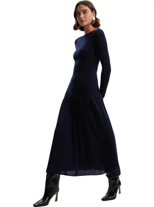 Karen Millen Wool Blend Knitted Maxi Dress - Ink