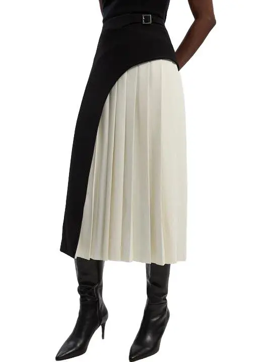 Karen Millen Tailored Buckle Detail Midi Skirt - Mono