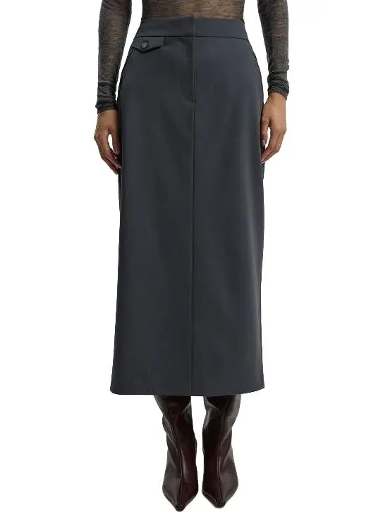 Karen Millen Tailored Twill Pencil Maxi Skirt - Grey