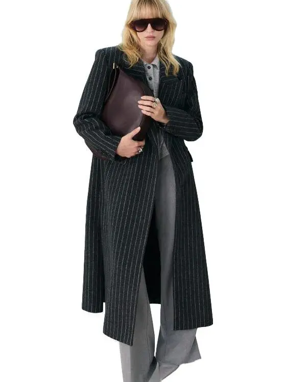 Karen Millen Double-breasted Tailored Maxi Coat - Grey