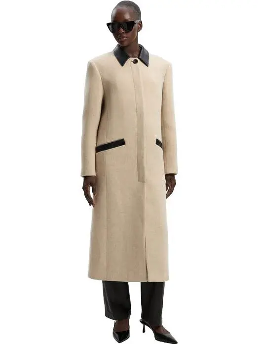Karen Millen Wool Blend Tailored Midi Coat - Oatmeal