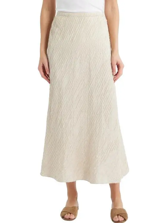 Eileen Fisher Stretch Silk Bias Cut Midi Skirt - Papyrus