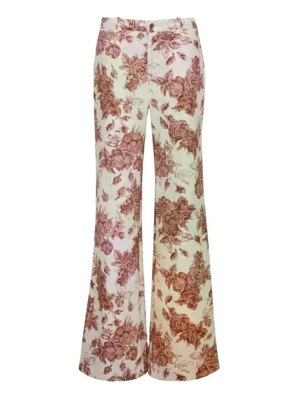 Cara Cara Annie Floral-pattern Trousers - Neutrals