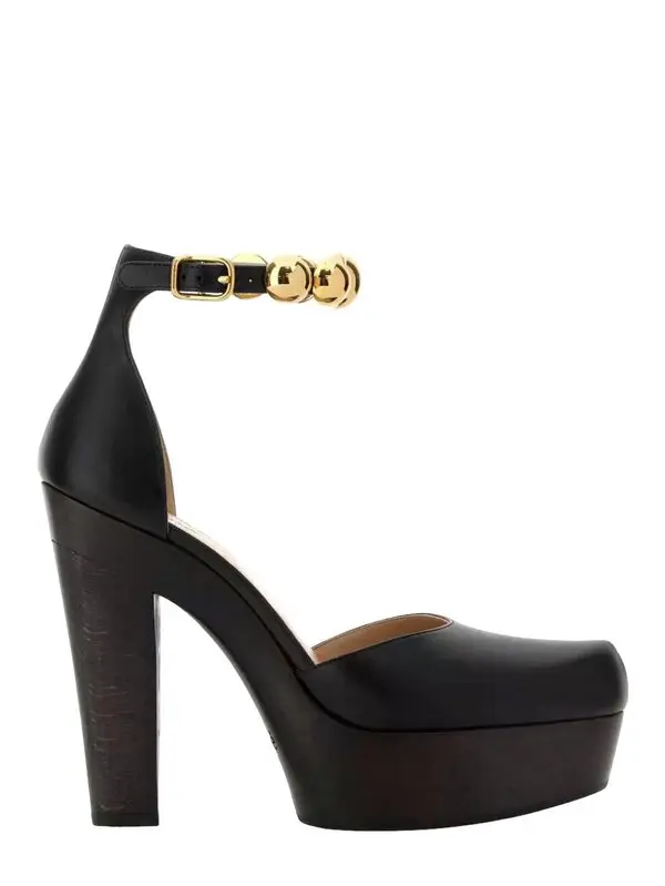 Chloé Beaded Leather Platform Pumps - Black
