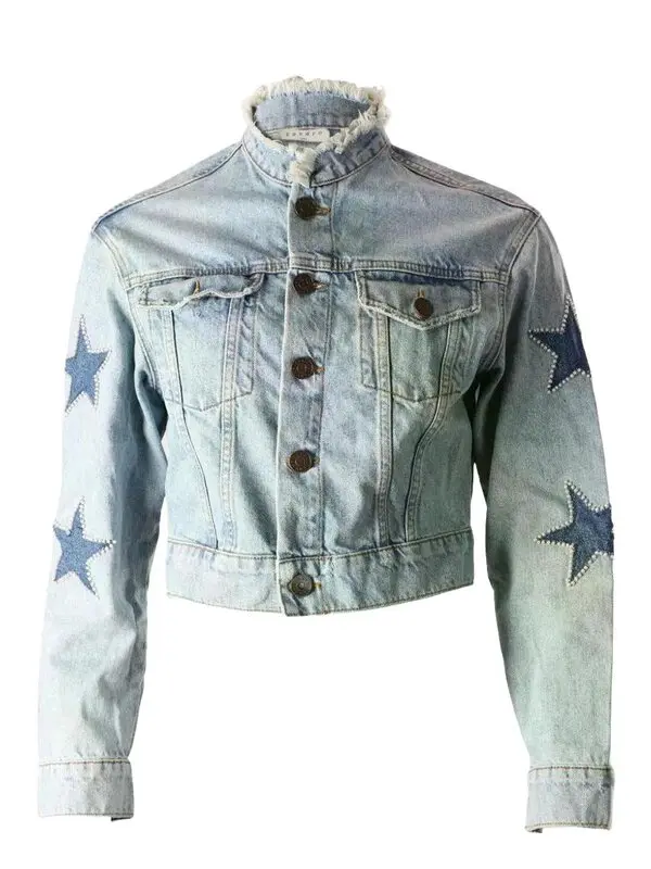 Sandro Star-embellished Denim Jacket - Blue