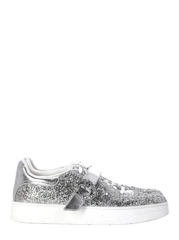 JIMMY CHOO Glitter Buckle Sneakers - Silver