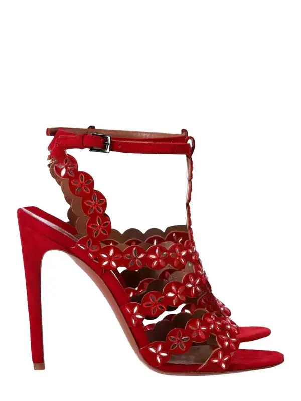 Alaïa Mirror-embellished Suede Sandals - Red