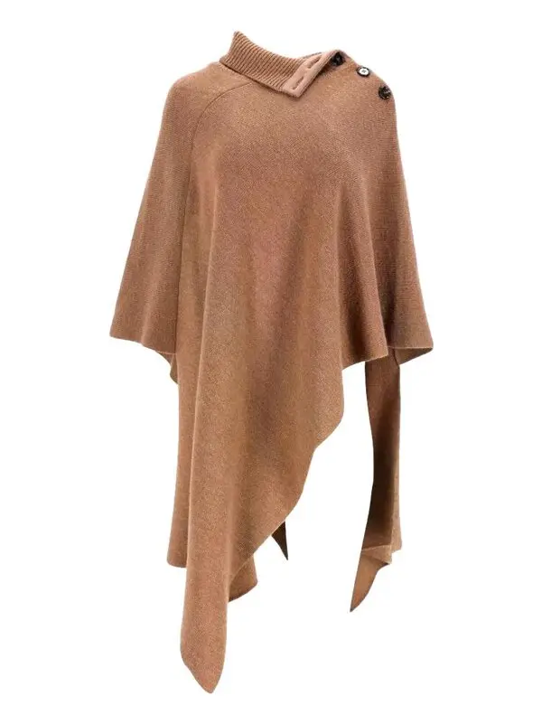 Chloé Buttoned Knitted Poncho - Brown