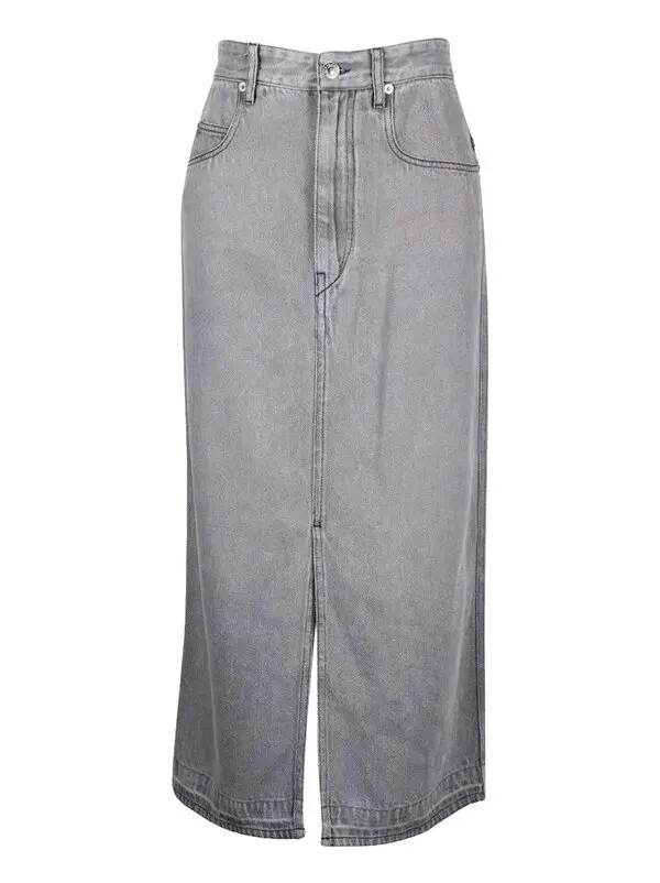ISABEL MARANT VINTAGE Vintage Denim Front-slit Midi Skirt - Grey
