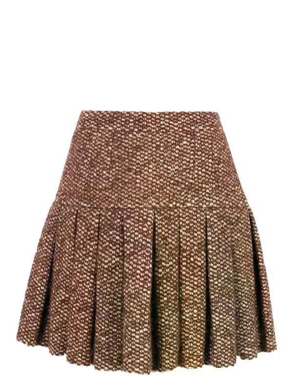 Dolce & Gabbana Tweed Pleated Mini Skirt - Brown