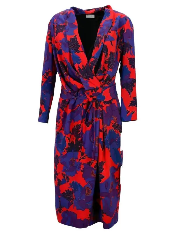 Dries Van Noten Floral-print Wrap Midi Dress - Red