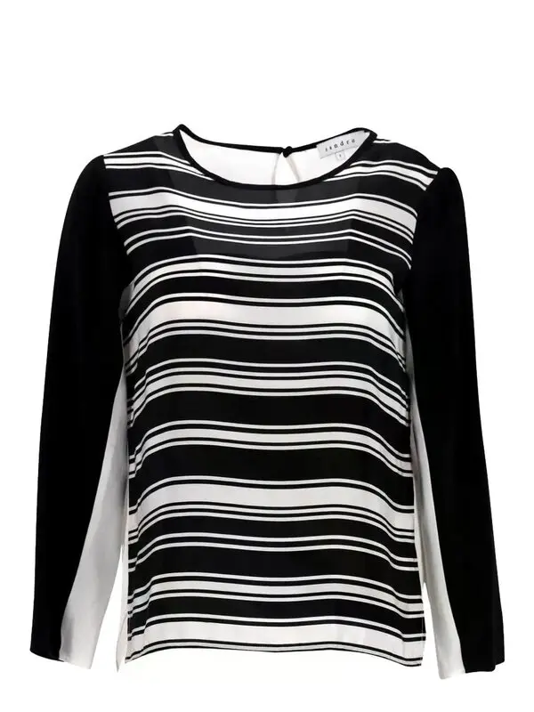 Sandro Striped Silk Blouse - Black