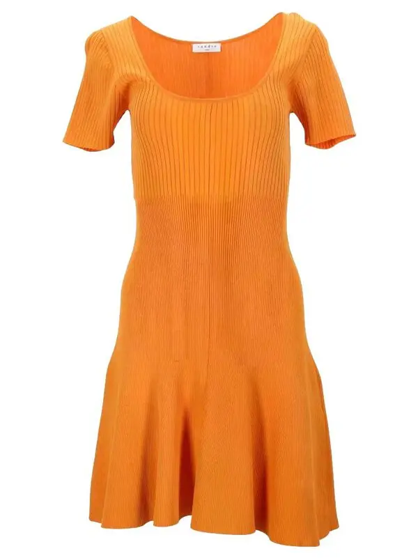 Sandro Ribbed-knit Mini Dress - Orange