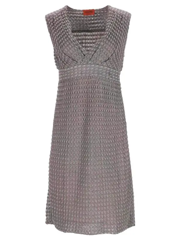 Missoni Knitted V-neck Mini Dress - Brown