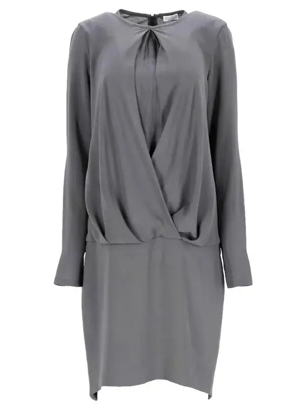 Brunello Cucinelli Draped Mini Dress - Grey