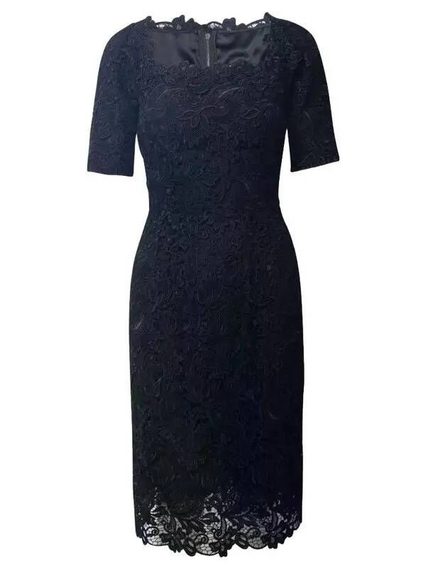 Dolce & Gabbana Lace-detail Square-neck Midi Dress - Black