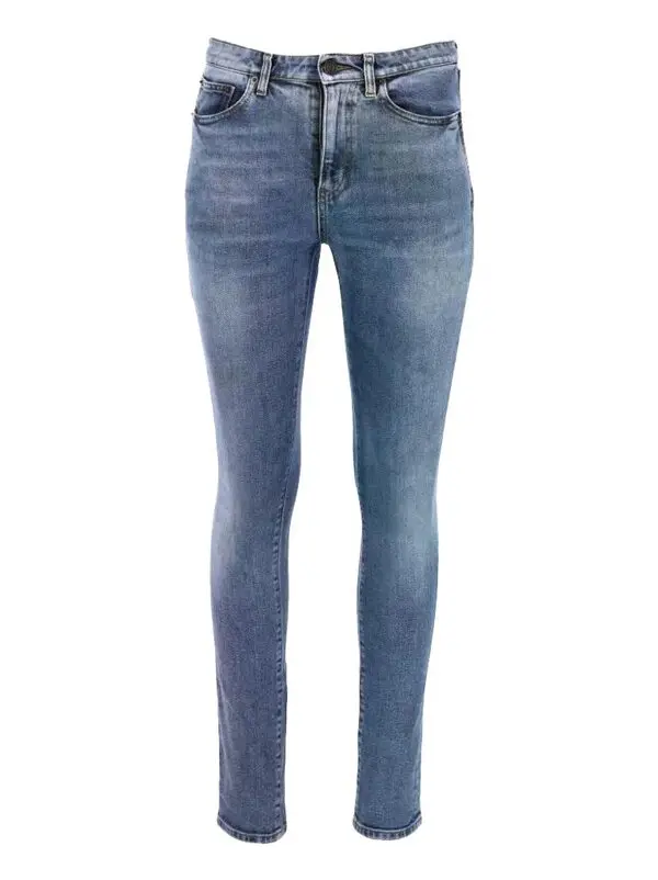 Saint Laurent Slim-fit Logo-embroidered Jeans - Blue