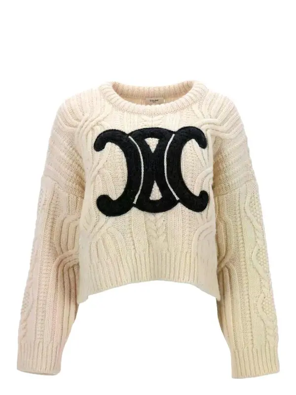 Celine Triomphe Crew-neck Sweater - Neutrals