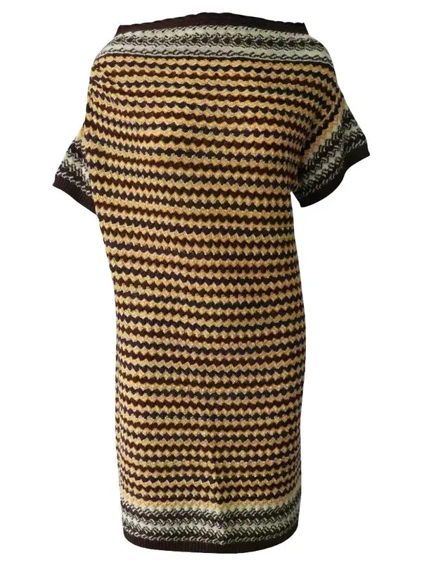 Missoni Patterned Knit Off-shoulder Dress - Brown