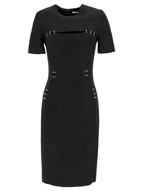 MUGLER Staple-detailed Mini Dress - Black