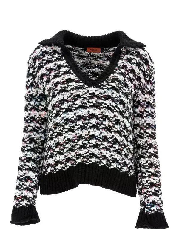 Missoni V-neck Long Sleeve Sweater - Black