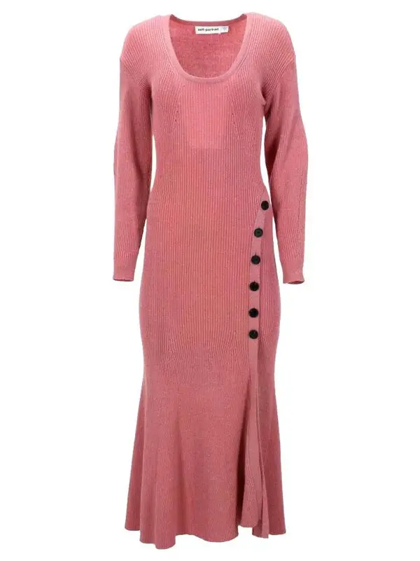 SELF-PORTRAIT Knitted Midi Dress - Pink