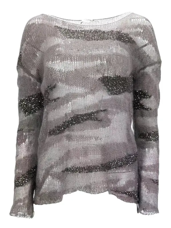 Saint Laurent Camouflage-patterned Sweater - Grey