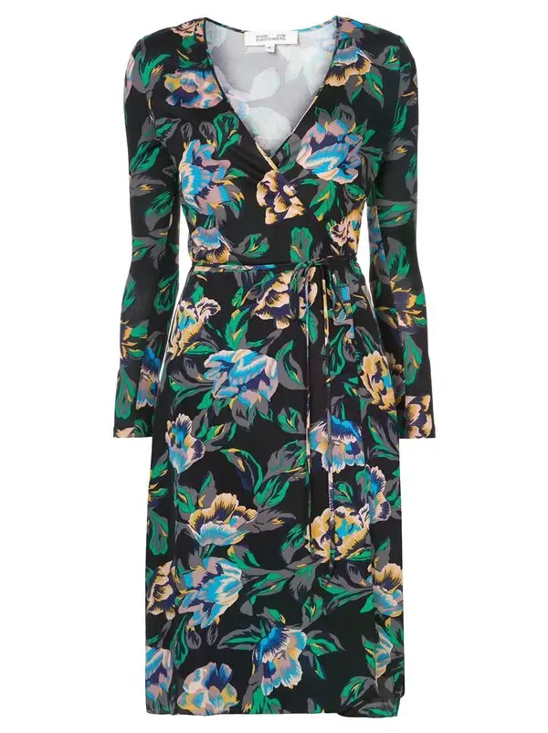 Diane Von Furstenberg Floral Wrap Dress - Black