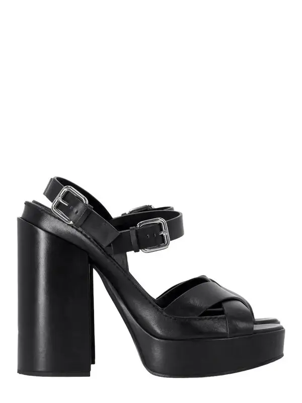 JIL SANDER Ankle-strap Platform Leather Sandals - Black