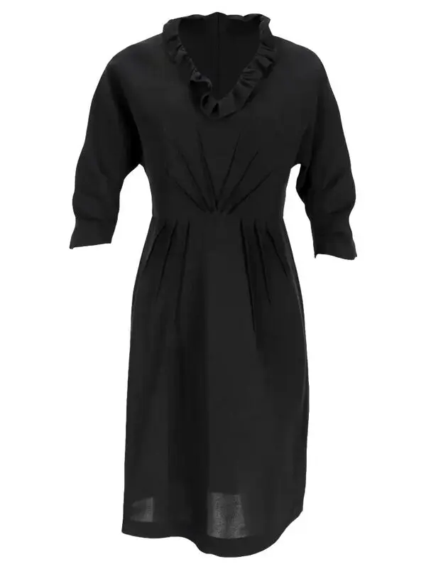 Prada Ruffled Midi Dress - Black
